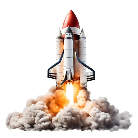 Rocket Launch Into Space Isolated On White Background Premium Ai