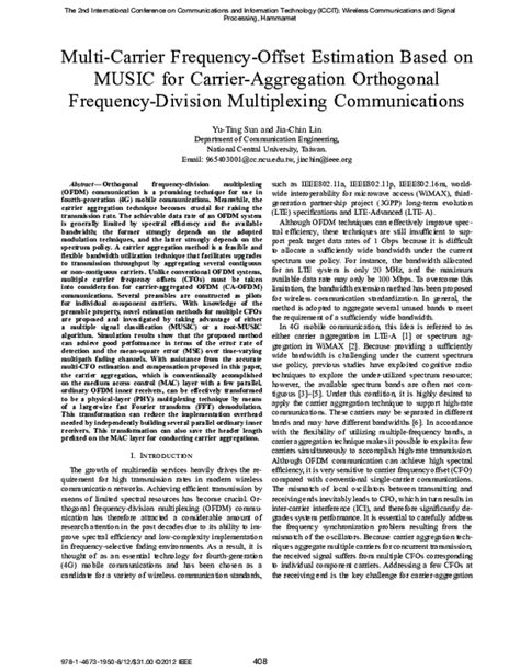pdf multi carrier frequency offset estimation based on music for