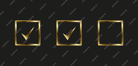 Premium Vector Group Of Three Selection Boxes In Golden Check And Selection Symbol Icon Mark