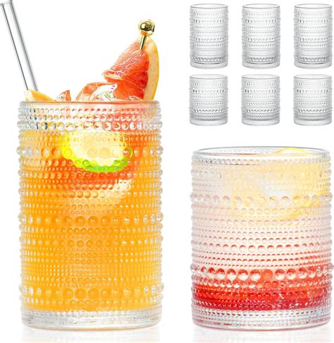 Drinking Glasses With Straws 15 Oz And 12 Oz Vintage Drinking Glasses