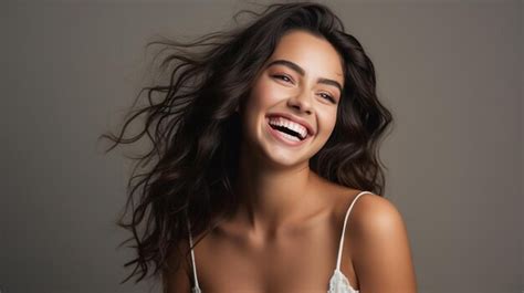 Premium Ai Image Photo Medium Shot Smiley Young Woman Posing Hair
