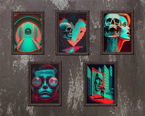 25 Anaglyph Horror Posters Retro 80s Neon Prints Digital Download Etsy