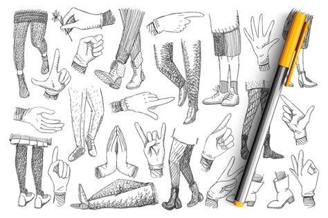 Premium Vector Legs And Hands Doodle Set Collection Of Hand Drawn