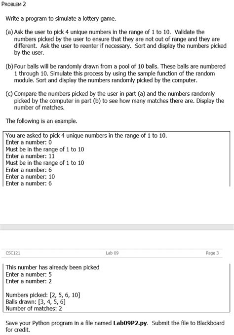 Solved PROBLEM Write A Program To Simulate A Lottery Game Chegg