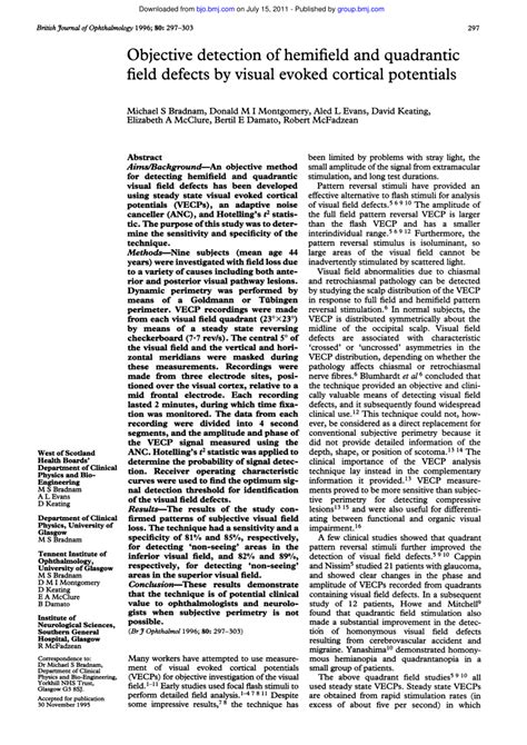 Pdf Objective Detection Of Hemifield And Quadrantic Field Defects By
