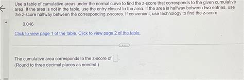 Solved Use A Table Of Cumulative Areas Under The Normal