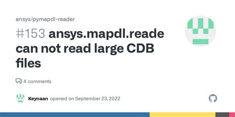 Ansysmapdlreader Can Not Read Large Cdb Files · Issue 153 · Ansys