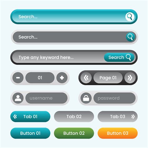 gradient ui kit button search and forms 13569314 vector art at vecteezy