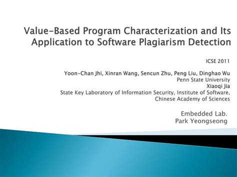 Ppt Value Based Program Characterization And Its Application To Software Plagiarism Detection