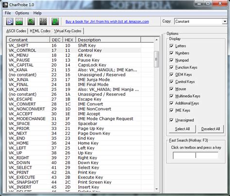 Virtual Key Codes Totalpikol