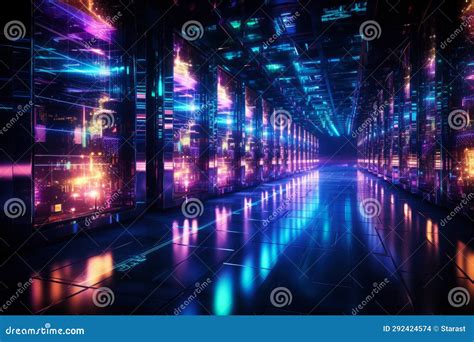 Server Racks In Computer Network Security Server Room Futuristic Data Center Ai Generated