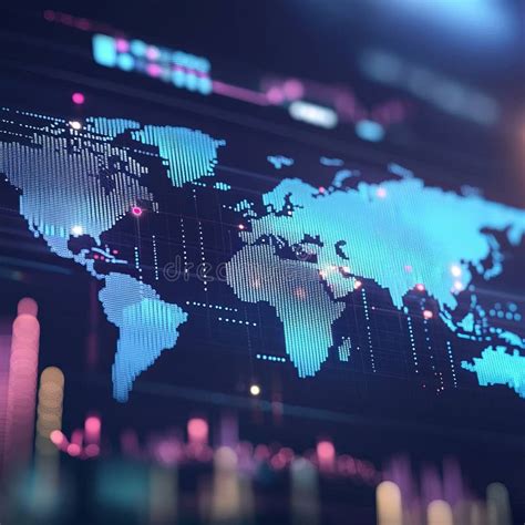 Dynamic Digital World Map With Data Analytics Visualization And