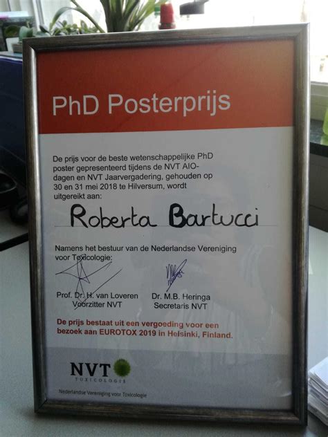Roberta Bartucci On Linkedin Phd Poster Prize From Annual Dutch Nvt 2018