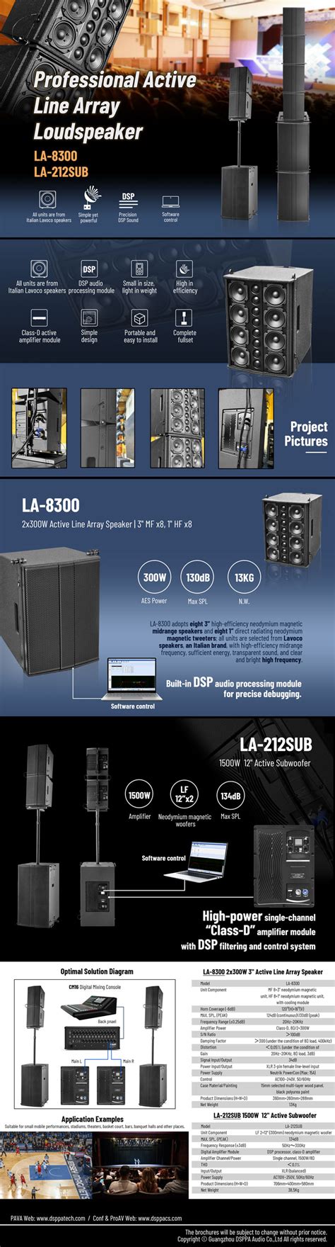 La 8300 La 212sub Active Line Array Speaker System Guangzhou Dsppa