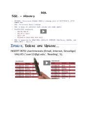 Exam Note Docx SQL Update General SQL Query Syntax Selection Wildcard Selection Where Clause