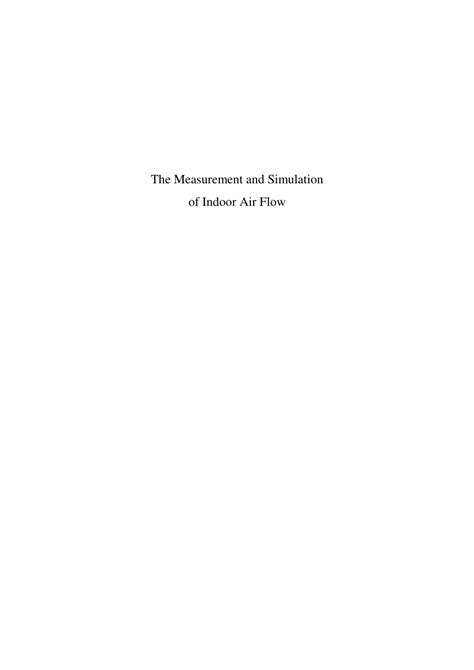 Pdf The Measurement And Simulation Of Indoor Air Flow