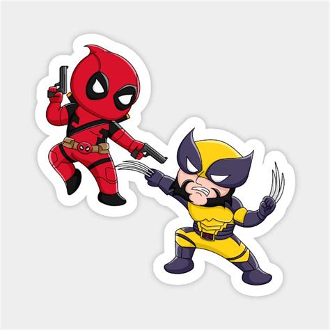 Deadpool X Wolverine Chibi Deadpool And Wolverine Magnet Deadpool Chibi Chibi Wolverine