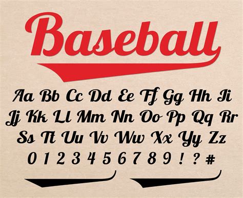 Baseball Font Softball Font Baseball Font With Tails Baseball Cursive
