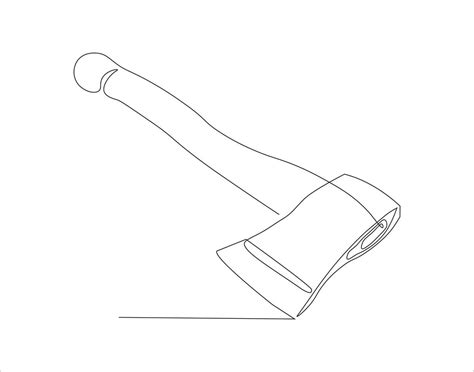Continuous Line Drawing Of Axe One Line Of Axe Hatchet Continuous Line Art Editable Outline