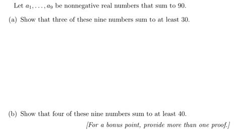 Solved Let A1 Ag Be Nonnegative Real Numbers That Sum To