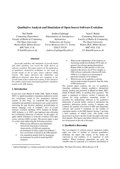 pdf qualitative analysis and simulation of open source software evolution