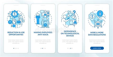 Business Ict Disadvantages Blue Onboarding Mobile App Screen Stock Vector Illustration Of