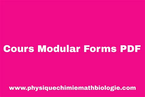 Cours Modular Forms Pdf