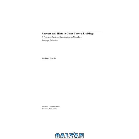 دانلود کتاب Game Theory Evolving Answers بلیان