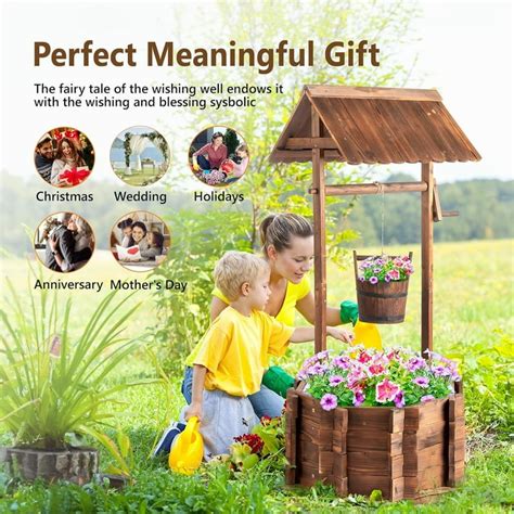 Well Covers Decorative Planters Giantex Rustic Wooden