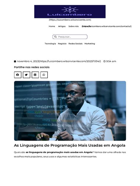 As Linguagens De Programação Mais Usadas Em Angola Luicombero Pdf Linguagem De Programação