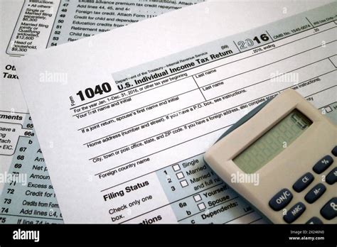 A Calculator On The Top Of A Us Individual Income Tax Return Form