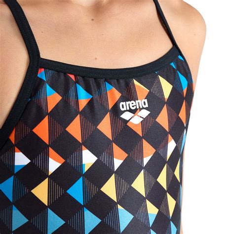 Arena Carnival Girls Swimsuit Lightdrop Back Black Black Multi