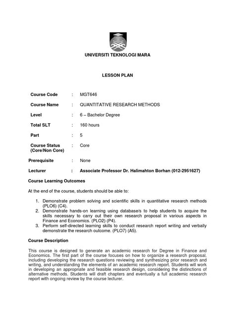 Odl Lesson Plan Mgt646 Download Free Pdf Data Analysis Time Series