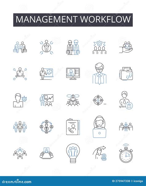 Management Workflow Line Icons Collection Project Management Creative Workflow Business
