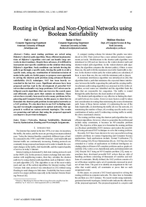 pdf routing in optical and non optical networks using boolean