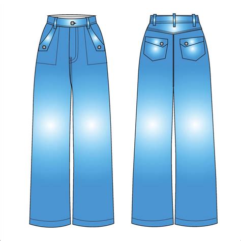 High Waist Denim Wide Leg Jeans With Detailed Pockets Design Flat
