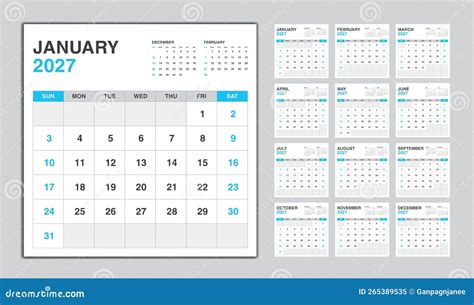 Calendar 2027 Template Planner 20267 Year Wall Calendar 2027 Template