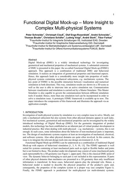 Pdf Functional Digital Mock Up More Insight To Complex Multi