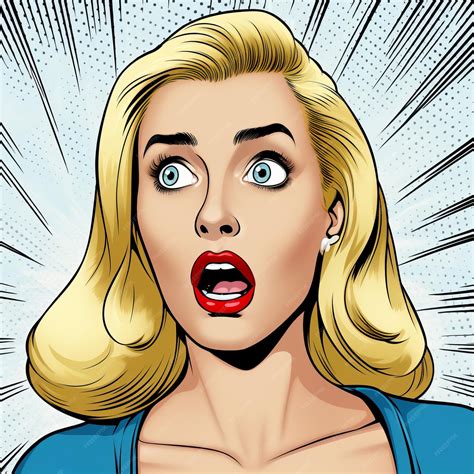 Premium Photo Surprised Blonde Woman In Comic Pop Art Style