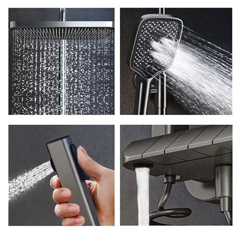 Buy Doli Bathroom Matte Gun Grey Wall Mounted Four Function Square Rain Shower Set With