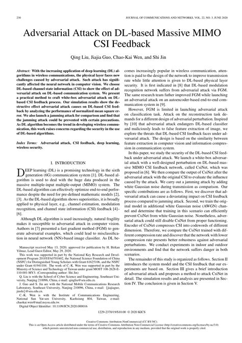 Pdf Adversarial Attack On Dl Based Massive Mimo Csi Feedback