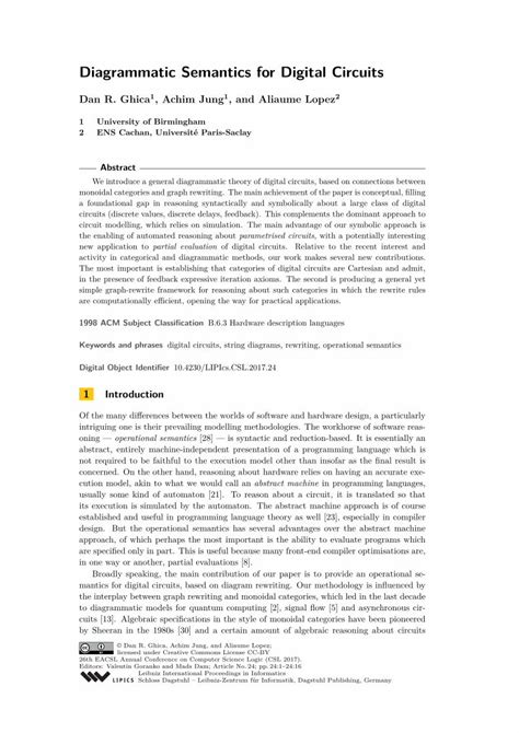 Pdf Diagrammatic Semantics For Digital Circuitsaxjpubpapersghica