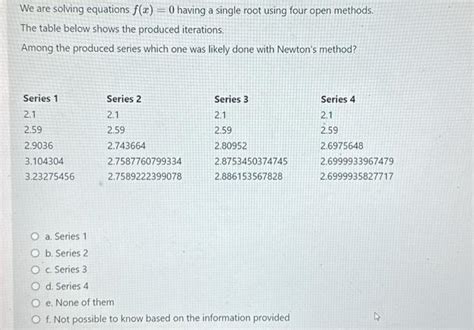 Solved We Are Solving Equations Fx0 Having A Single Root