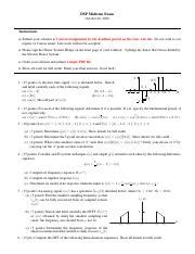 Midterm21s Pdf DSP Midterm Exam October 20 2020 Instructions Submit Your Solution To Canvas