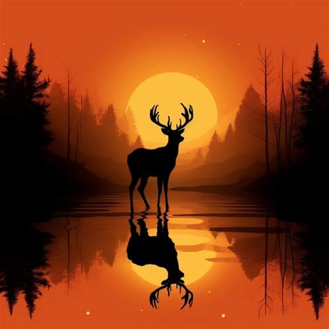 Premium Ai Image A Deer In A Forest With A Sunset In The Background