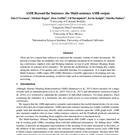 Amr Beyond The Sentence The Multi Sentence Amr Corpus Acl Anthology