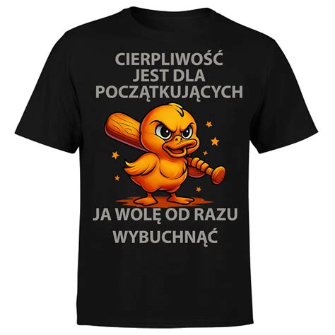 Koszulka MĘska Z Nadrukiem Kaczka Baseball CierpliwoŚĆ Śmieszna Prezent