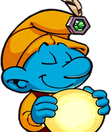 Download Sleepy Smurf Holding Crystal Pendant