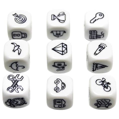 D6 Dice Set Telling Story Cube High Quality Acrylic 6 Sided Dice Funny Engraved Patterns For