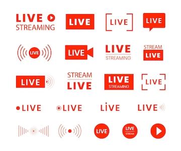 Premium Vector | Live streaming icons. video broadcasting buttons, online stream symbols for ...